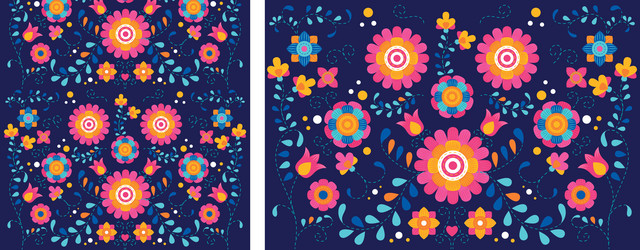 Hand drawn embroidery floral background Royalty Free Vector