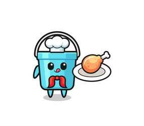 Plastic bucket barbecue chef with a grill Vector Image