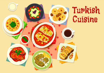 Turkish cuisine desserts menu cartoon icon Vector Image