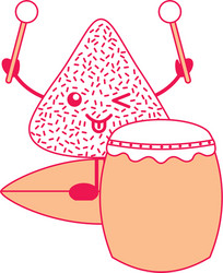 Kawaii happy rice dumpling with drum Royalty Free Vector