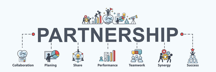 Business partnership horizontal banner Royalty Free Vector