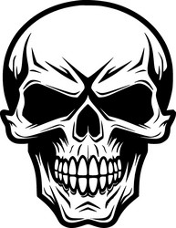 Angry skull with tuque drawing design black Vector Image