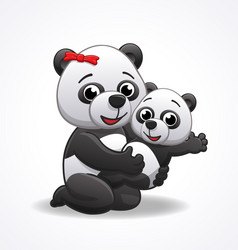 Mother and baby panda Royalty Free Vector Image