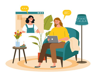 Video call cartoon happy woman character making Vector Image
