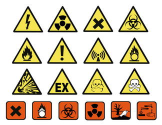 Hazard warning signs caution icons Royalty Free Vector Image