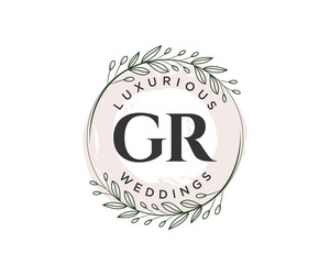 Gr initials letter wedding monogram logos Vector Image