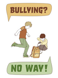 Landscape anti-bullying poster boys fighting Vector Image