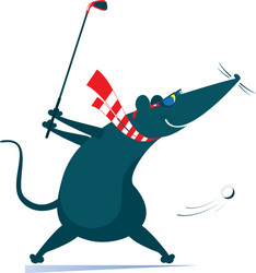 Cartoon rat or mouse plays golf Royalty Free Vector Image