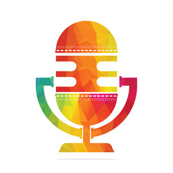 Cricket podcast logo in trophy shape Royalty Free Vector