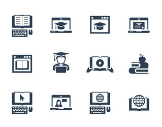 Distance education line icon on transparent Vector Image