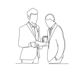 Continuous line drawing of construction worker Vector Image