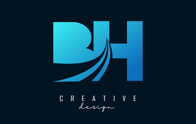 Outline blue letters bh b h logo with leading Vector Image
