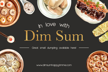 Dim sum flyer design with tofu steamed bun Vector Image