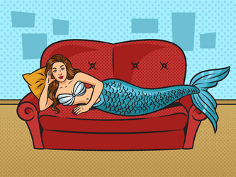 Mermaid in aquarium pop art Royalty Free Vector Image