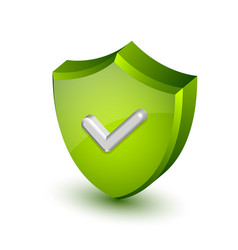 Green checkmark and shield 3d icon security Vector Image