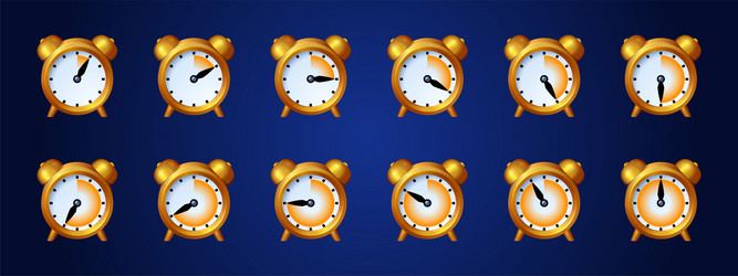 Clock game icons time animation sprite sheet Vector Image