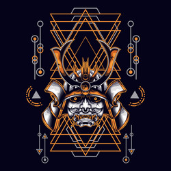 Oni mask samurai head with sacred geometry Vector Image