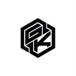 Gk logo monogram hexagon shape with triangle Vector Image