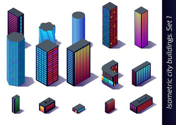 Isometric buildings for map game or decoration Vector Image