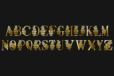 Luxury red decorative alphabets a to z graphic Vector Image