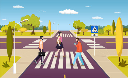 Cartoon crosswalks street road crossing highway Vector Image