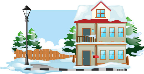 Suburban house covered snow Royalty Free Vector Image