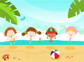 Kids Beach Party Clipart