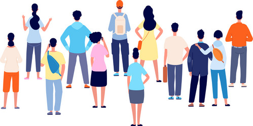 People back view men women in casual Royalty Free Vector