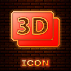 Glowing neon 3d word icon isolated on brick wall Vector Image
