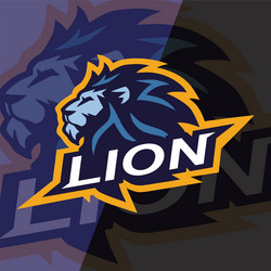 Roaring lion head logo sports mascot design Vector Image