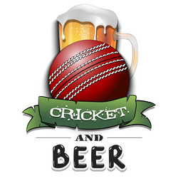 Cricket ball with mug of beer Royalty Free Vector Image