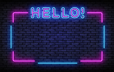 Pink neon rectangle frame template on transparent Vector Image