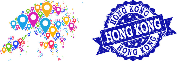 Network mesh circle inverted map hong kong Vector Image