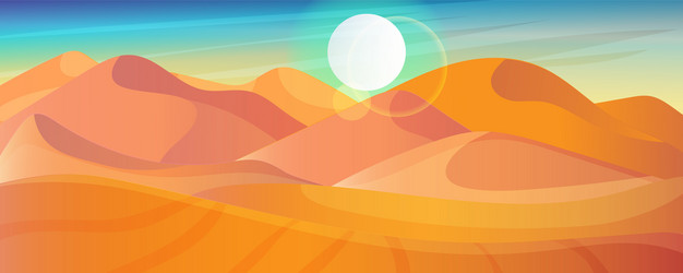 Bloody red sahara desert panoramic view sunset Vector Image