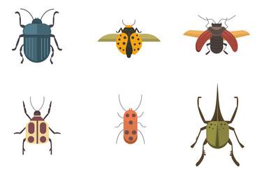 Set of insects flat style design icons Royalty Free Vector