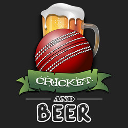 Cricket ball with mug of beer Royalty Free Vector Image