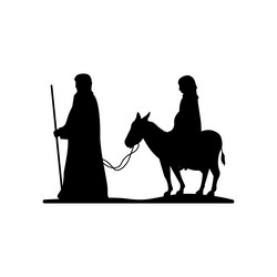 Silhouette of mary and joseph Royalty Free Vector Image