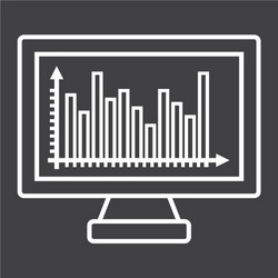 Monitor chart colorful line icon business graph Vector Image