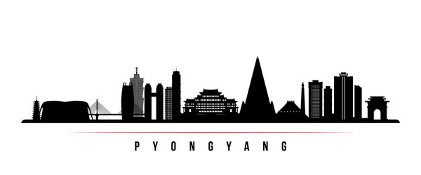 Red neon skyline pyongyang bright pyongyang Vector Image