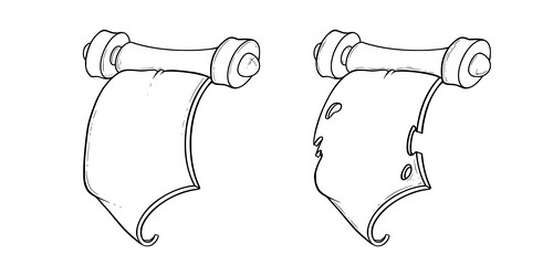 Old scroll sketch torn paper with a seal Vector Image