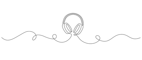 One line drawing of headphone speaker device Vector Image