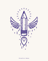 Pencil launching like a rocket start up creative Vector Image