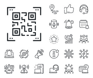 Qr code line icon scan barcode sign place Vector Image
