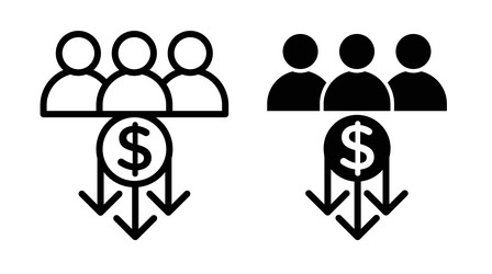 Reduce labor costs icon set low labour wage Vector Image