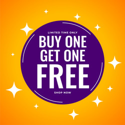 Buy one get free sticker label design Royalty Free Vector