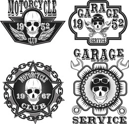 Set of racer emblem templates with motorcycle Vector Image