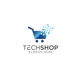 Smart shop tech logo icon tech shop Royalty Free Vector