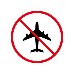 Air plane black line ban icon warning airplane Vector Image