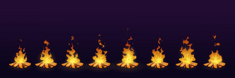 Bonfire animation fire flame animated cartoon Vector Image