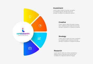 Semicircle pie chart divided into 4 parts concept Vector Image